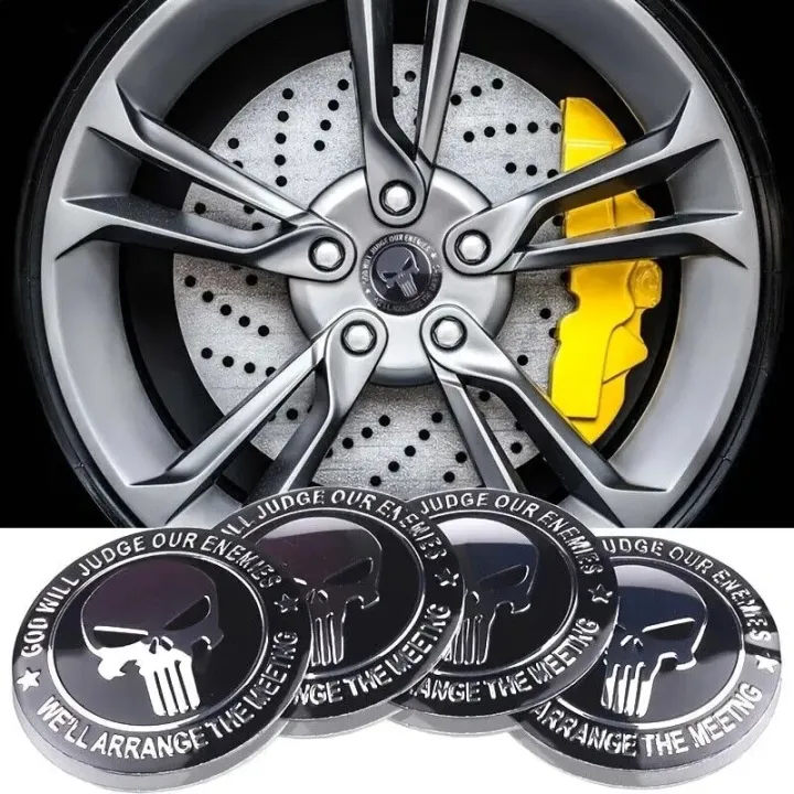 4 s Skull Skeleton Head Skull Car Wheel Center Hub Cap Emblem Stickers ...