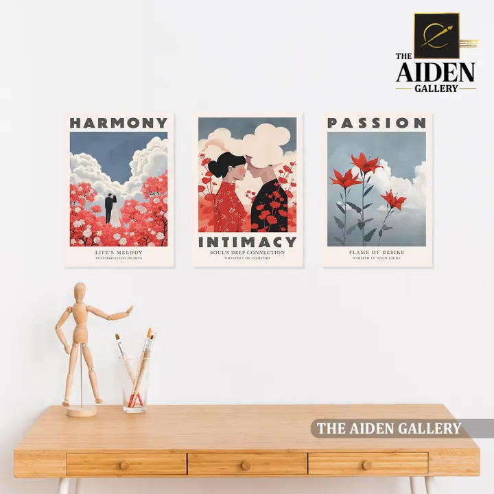 Set of 3 A3 Size (29.7x42cm) Unframed Poster Print Harmony Neutral Art ...