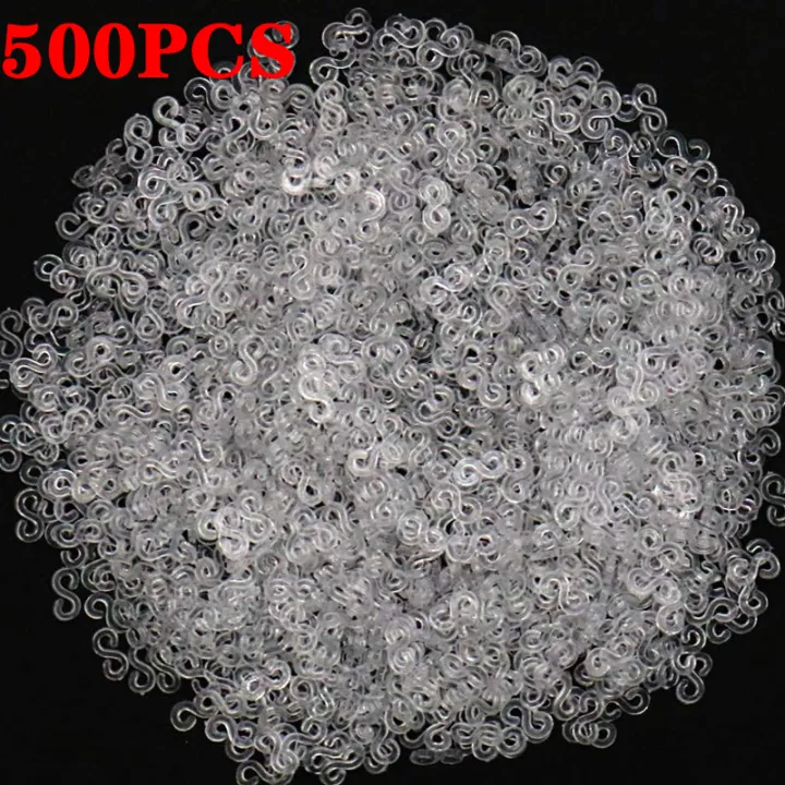 100/500pcs Transparent Loom Rubber Bands S Clips for DIY Jewelry Making ...