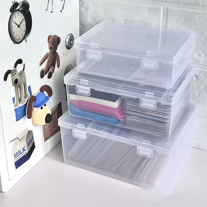 PP Storage Box Transparent Desktop Organizer Large Capacity Stickers ...