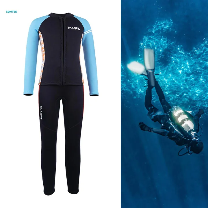 Split Wetsuit Kids 2.5mm Neoprene Nylon for Water Sports Kayaking ...