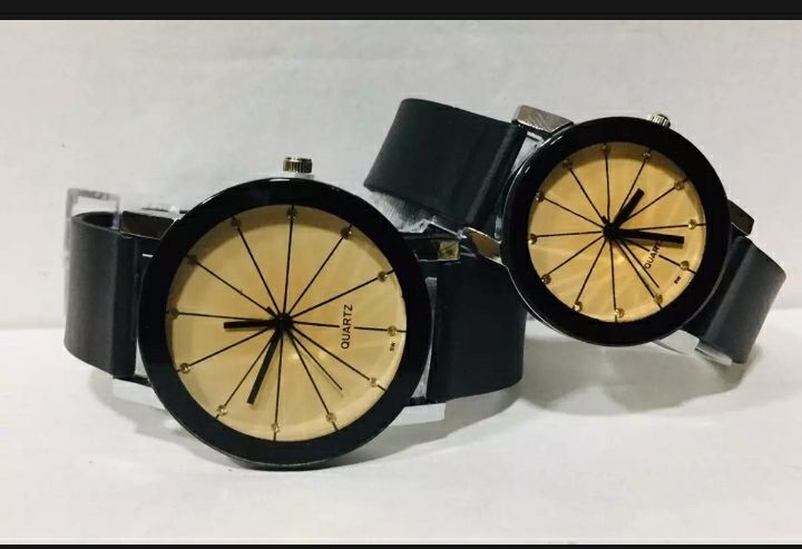 Strep black colour lather couple watch | Daraz.lk