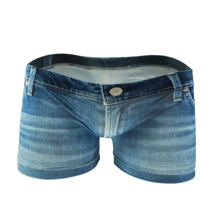 Big Pouch Ice Silk 3D Jeans Printed Boxer Shorts And Underpants ...