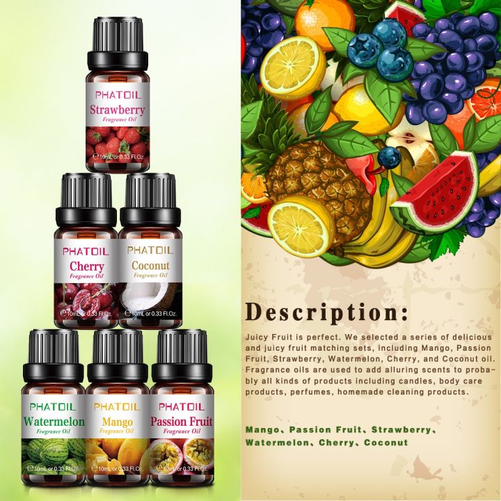 Fruit Strawberry Cherry Coconut l Passion Fruit Mango Diffuser－10m Sesame Oil Candle Making ...