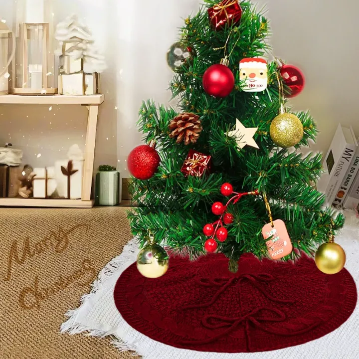 Party Supplies 18 in Knitted Christmas Tree Skirt Round Red/White ...