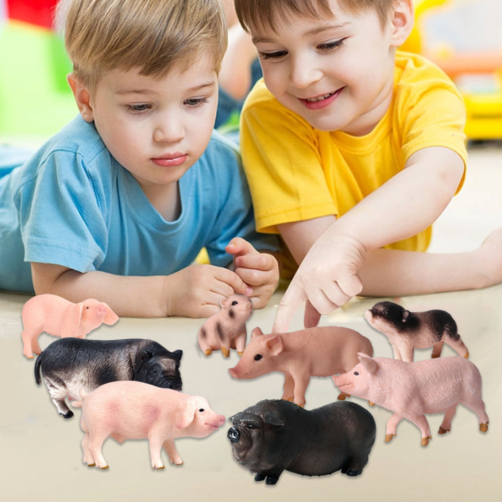 Pig Toy for Kids Miniature Pig Figurine Set Realistic Wild Boar Models ...