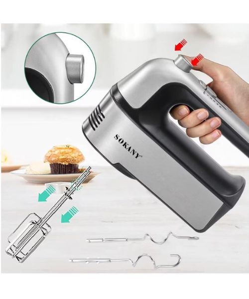 SOKANY SK-6630 Multifunction 2-Stick Steel Electric Hand Mixer Egg Beater Dough Mixing Machine ...