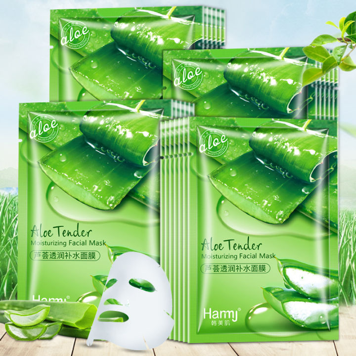 10pcs Natural Aloe Vera Gel Face Mask Remove Acne Control Oil Depth Replenishment Moisturizing ...