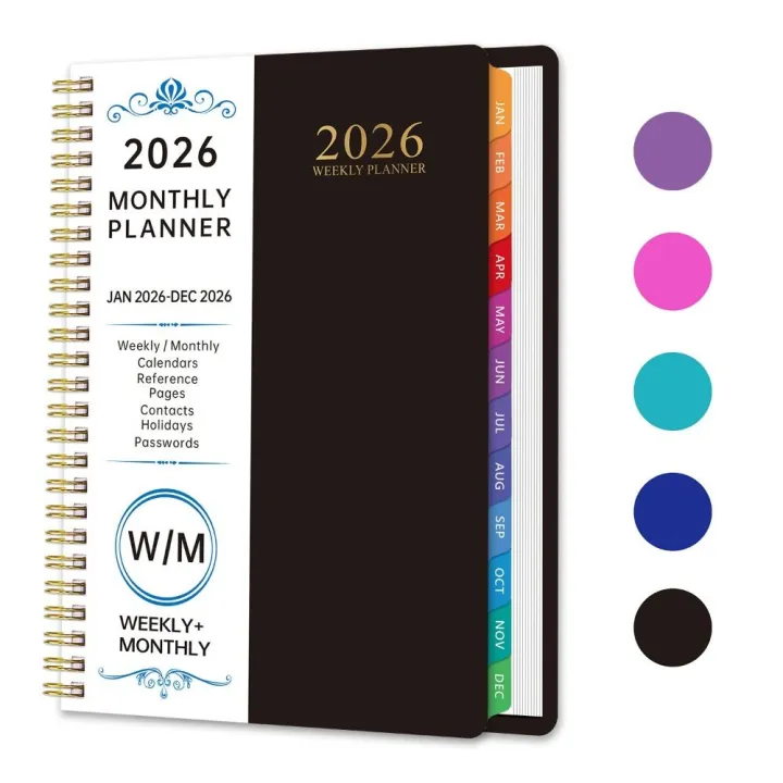 Plan Schedule Index Tags 2026 Planner Notebook Spiral Binding A5 Size ...