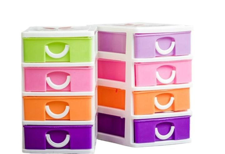 Mini Small Drawer Layer 4 In 1 Set Plastic Colorful Storage Box For ...