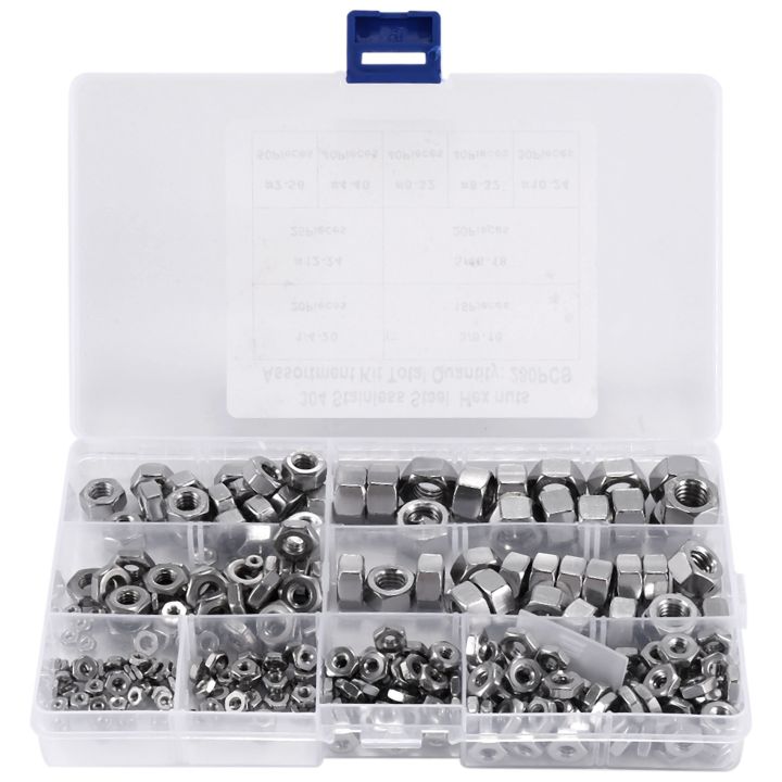 Stainless Steel Nuts 2-56 to 3/8inch-16 UNC Hex Nuts Assortment Kit for ...