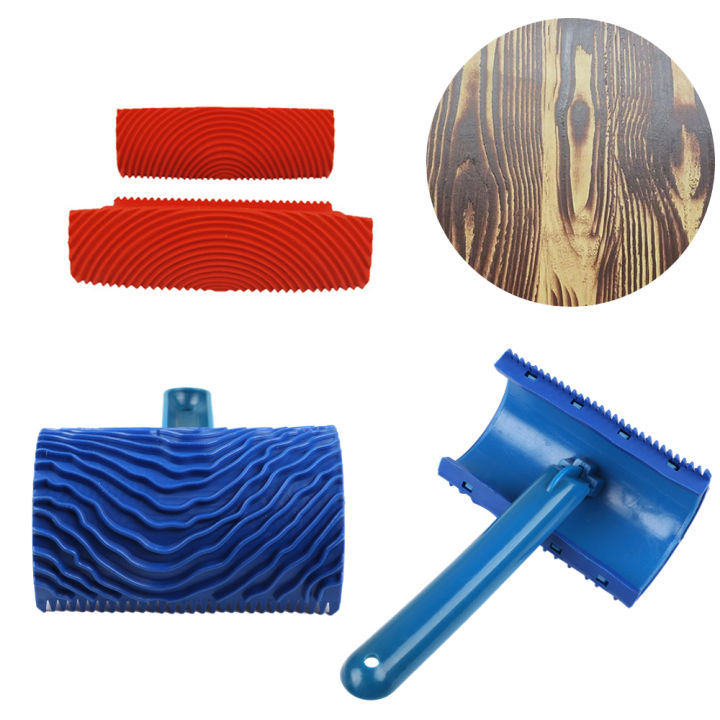 Blue Rubber Wood Grain Pattern Roller Clear Wood Graining Roller ...