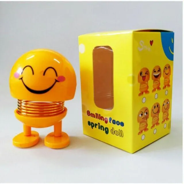 Smiling Face Spring Bouncing Doll Car Smiley Doll Cute Emoji Bobble ...