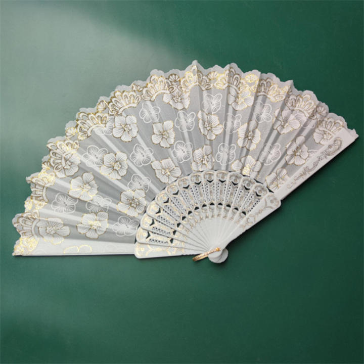 Plastic folding fan with flower petals and Chinese style | Daraz.lk