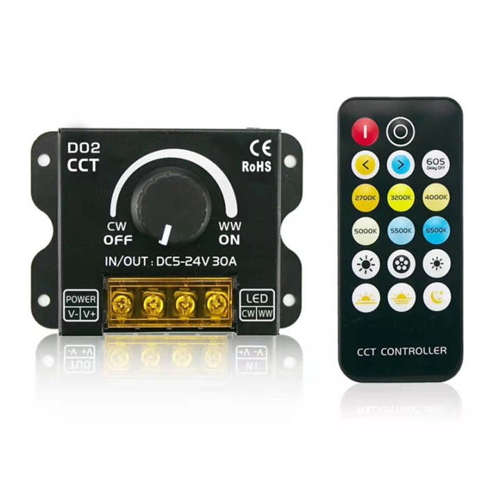 Wireless RF 30A Dual Color Temperature Controller, Knob Dimmer for ...