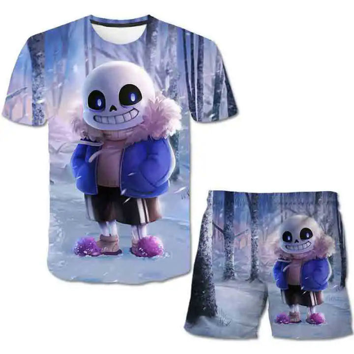 Hot Game Undertale Sans 3D Print Kids Sets Fashion T-Shirts Beach Board ...