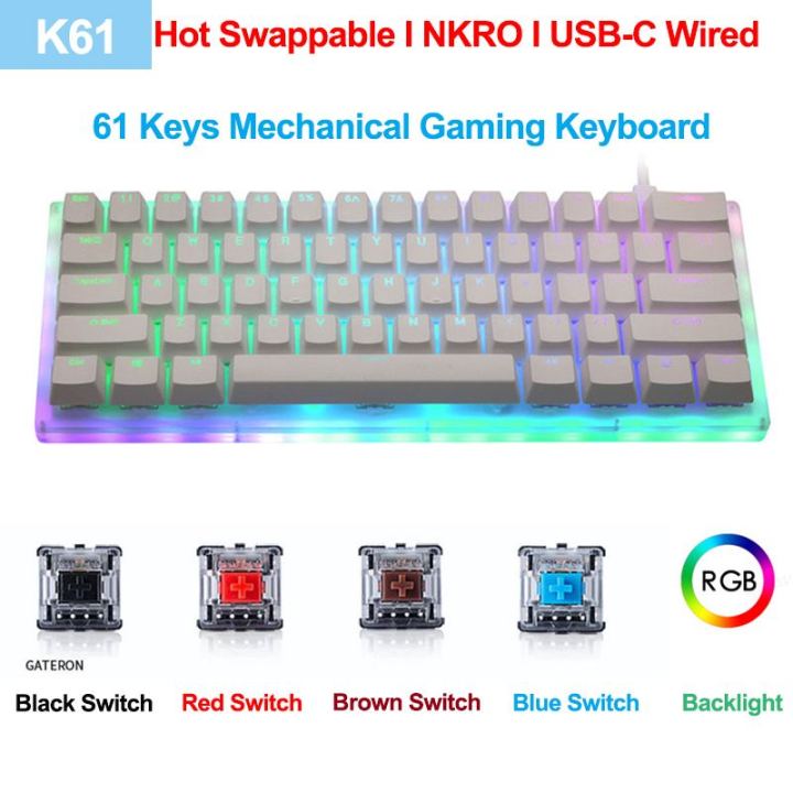 Gamakay K61 61 Keys Mechanical Gaming Keyboard Tyce-C Wired RGB Backlit ...