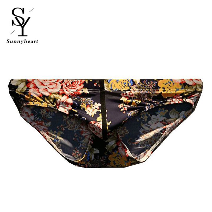 Soutong Low Waist Men Underpants Super Thin Nylon Flower Printed ...