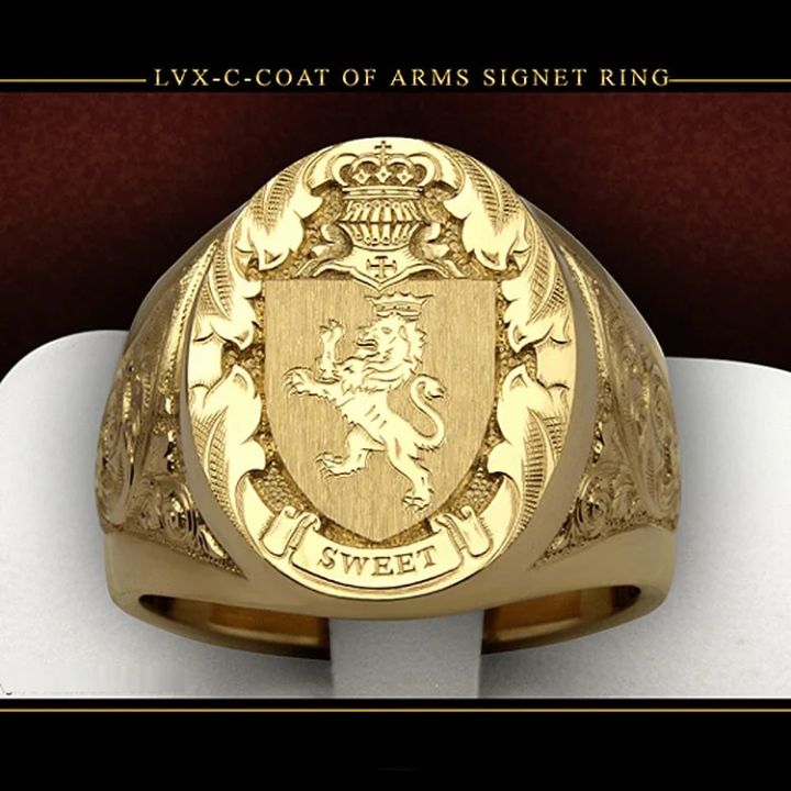 New specials Ring men trends 2024 Crown Lion Shield Badge Ring 18k ...
