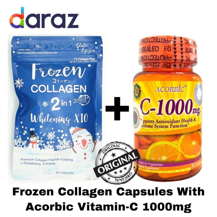 Frozen Collagen 60 Capsules with Acorbic Vitamin C 1000mg 30 Capsules ...