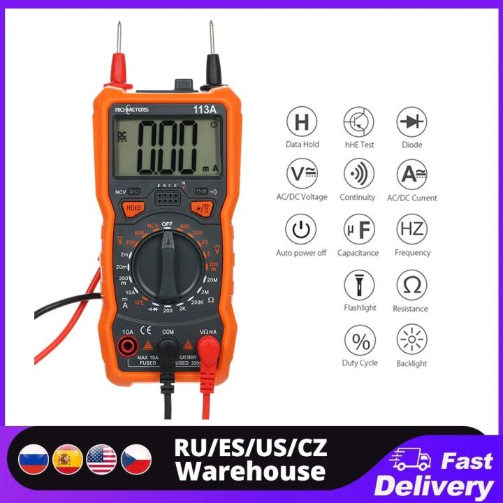 RICHMETERS RM113A NCV Digital Multimeter Profesional HFE AC/DC Voltage ...