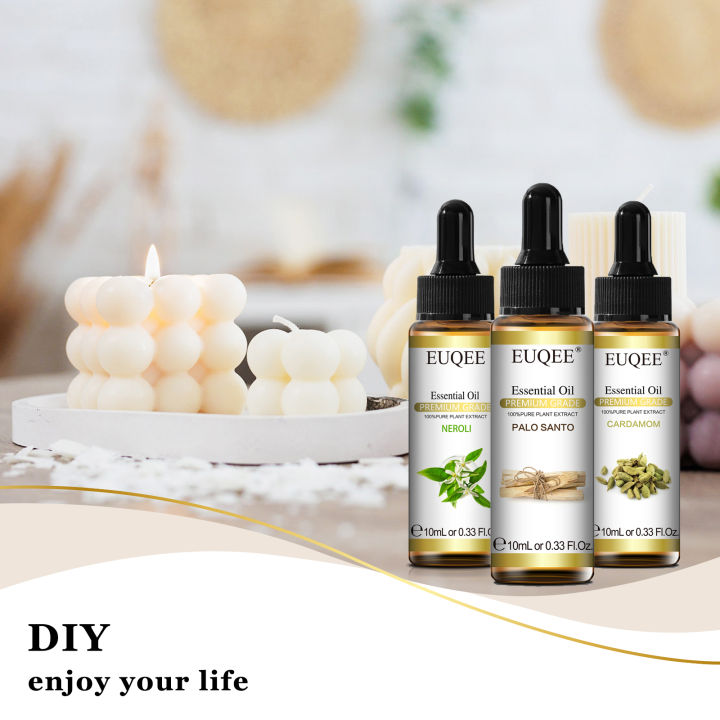 EUQEE 10ML Palo Santo Natural Essential Oil With Glass Dropper,Cardamom ...