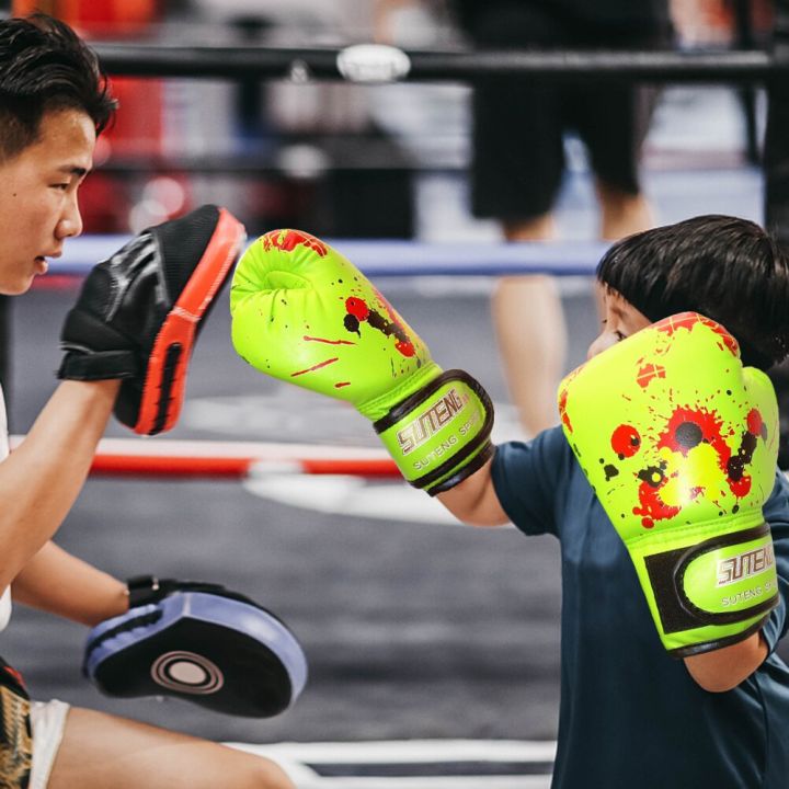 1 Pair Children Boxing Gloves Workout Exercise Training PU Leather ...