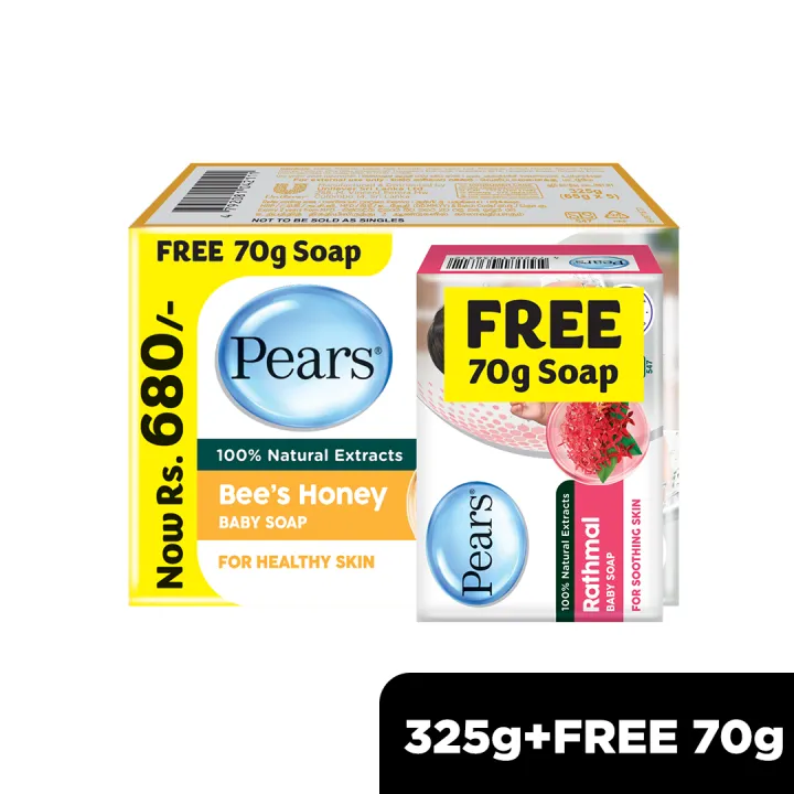Pears Naturals Bee's honey Baby Soap Multipack 325g + FREE 70g Soap ...