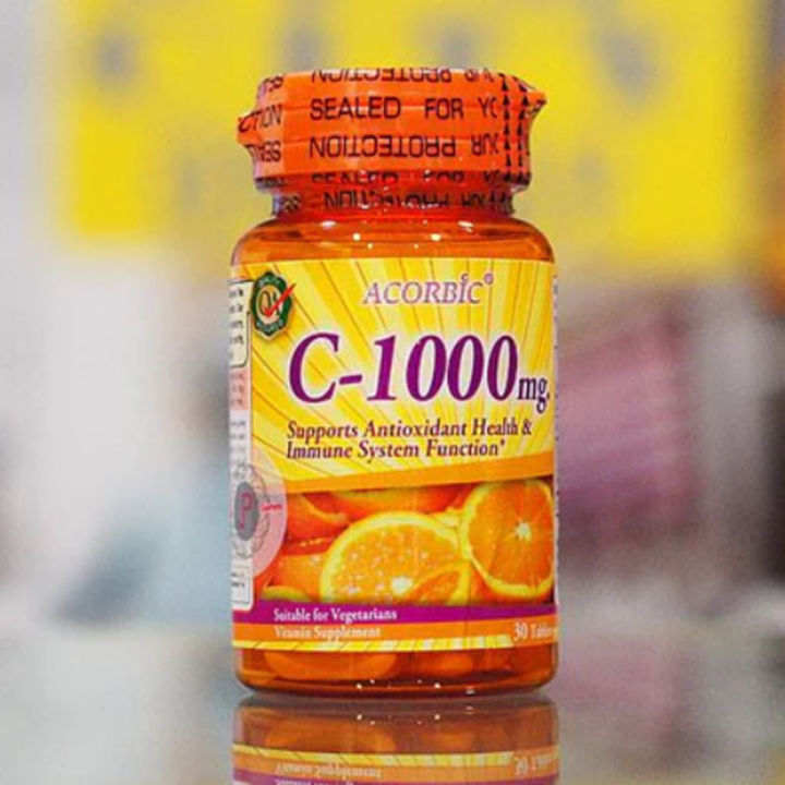 ACORBIC Vitamin-C 1000mg. for Immune System Function - 30 Tablets ...