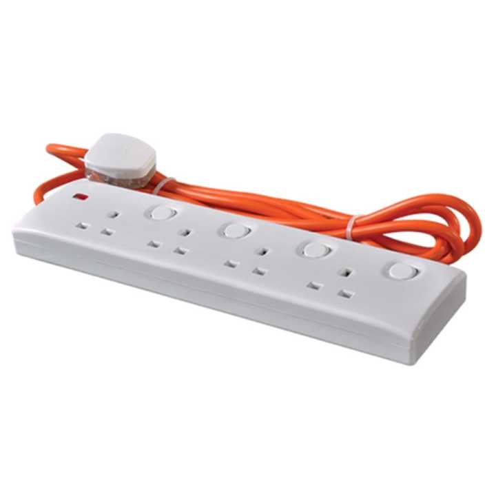 ORANGE - Extension Wire Cord 3 / 5 / 7 Meter - 13A Trailer Multi Socket ...