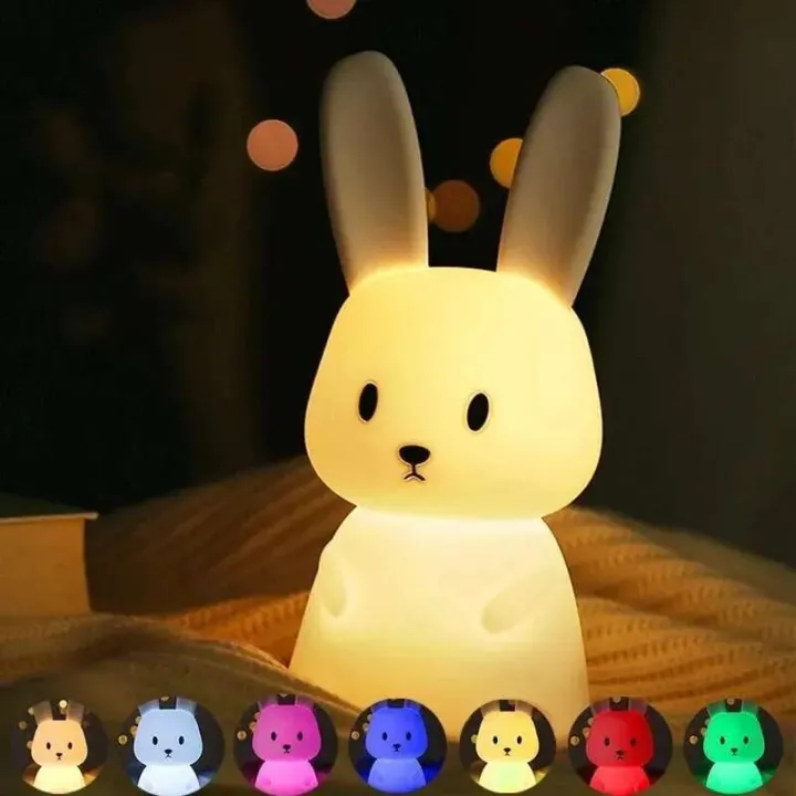 NEW LED Light USB Silicone Rabbit Night Lights Cartoon Cute Bunny Lamp ...
