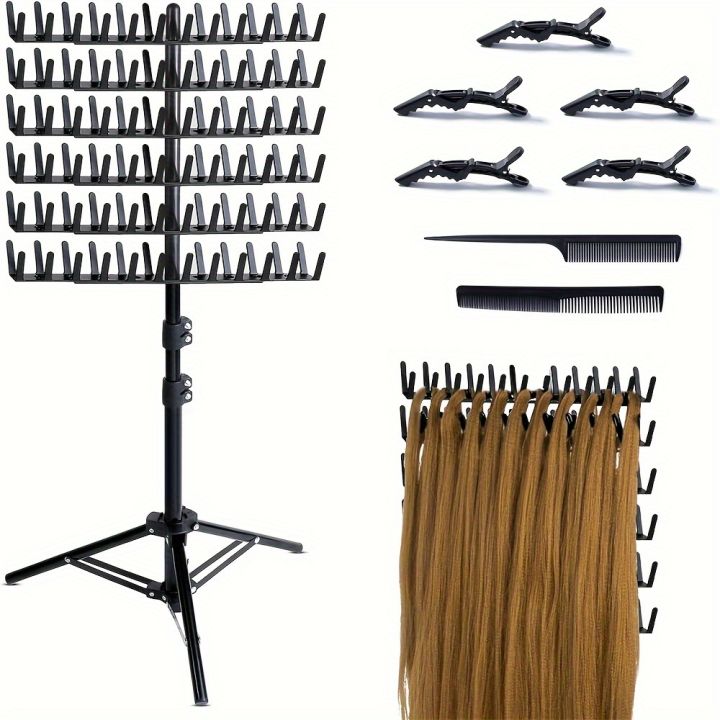 Braiding Hair Rack Standing Hair Extension Holder Hanger, Hair Divider ...
