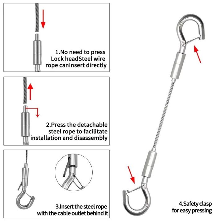 New Stainless Steel Wire Rope Adjustable Automatic Suspension Lanyard ...