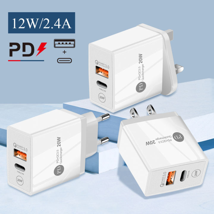 20 W PD type C Dual Port USB charger QC3.0 Quick Charging Power adapter for apple us/eu/UK plug ...