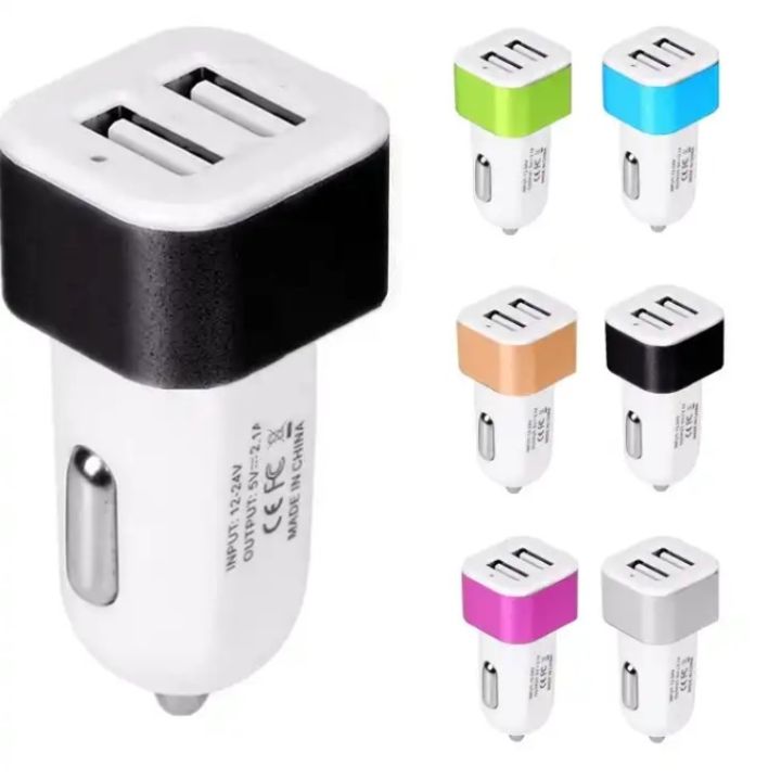 NEW Universal 2 Ports 2.1A Usb Car Charger Adapter For Iphone 7 8 Plus ...