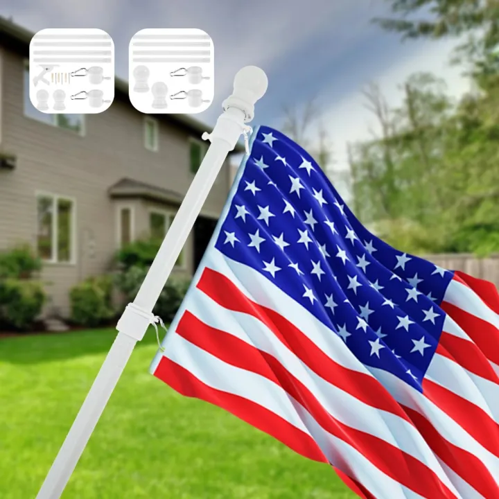 Adjustable 6Ft Flag Pole Kit Wall Mounted Heavy Duty Rotating Flag ...