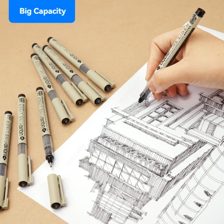 8Pcs/set Big Waterproof Ink Art Markers Brush Pen Sketch Drawing comics ...