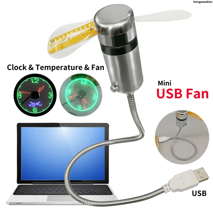 NongaosubianLuxury USB Gadgets Clock Fans Time And Temperature Display ...