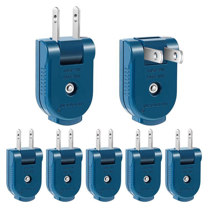 7 PCS Extension Cord Plug Replacement 2 Prong Electric Plug Rotatable ...