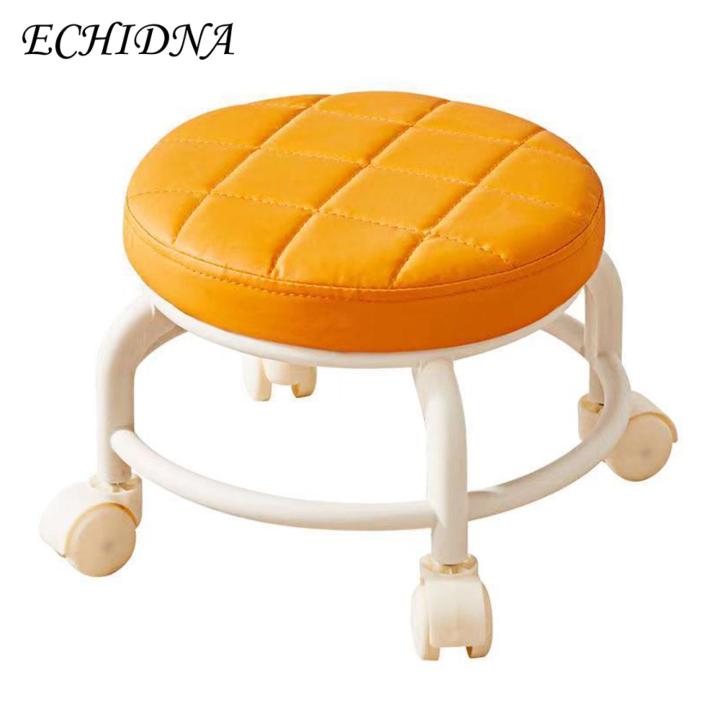 Universal Wheel Low Stool 360 Degree Swivel Rolling Stool with Faux ...