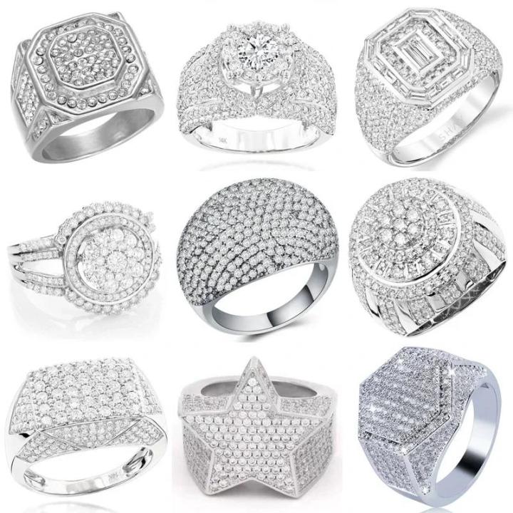 Ofertas Hip Hop Style Trendy Men Rings Copper Ring Iced Out Bling Pave ...