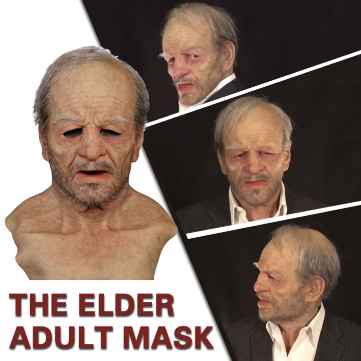 Woman Man Mask Full Head Face Realistic Silicone Grandpa Grandma Masks ...