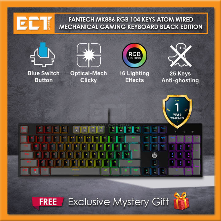 Fantech MK886 RGB 104 Keys Atom Wired Mechanical Gaming Keyboard Black ...
