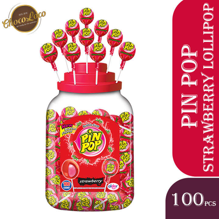 Pin Pop Strawberry Lollipop 100pcs | Daraz.lk