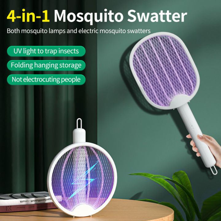 Electric Mosquito Swatter Racket UV Light Mosquito Killer Lamp Insect ...