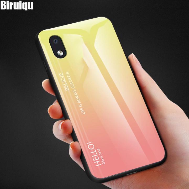Biruiqu For Samsung Galaxy M01 Core Shockproof Gradient Tempered Glass ...