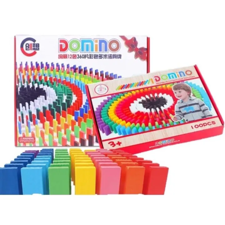 Wooden Domino Toys with Box Domino Bricks Blocks Kids for Kids ...