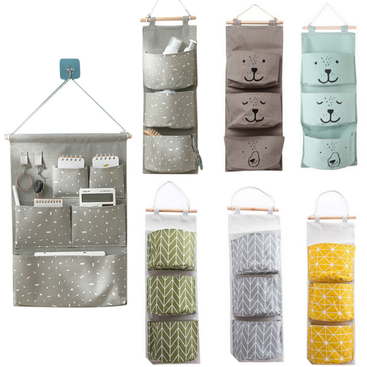 3/5/7 Pockets Cotton Wall Mounted Storage Bag Home Room Closet Door ...