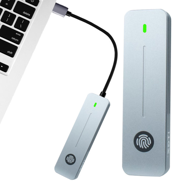 M.2 NVMe SATA Portable SSD Case 10Gbps Fingerprint Encrypted External ...