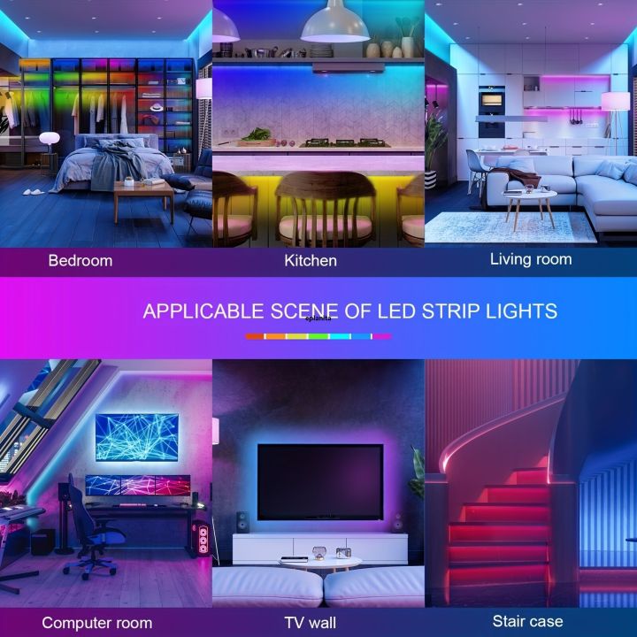 15M/20M/30M/40M 5050 LED Strip Lights 24V For Bedroom Music Sync Color ...